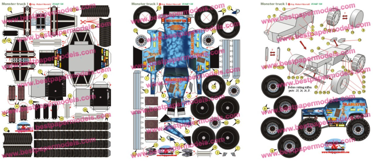 Monster truck II - Papercraft vehicle – Lobster's Papercrafts