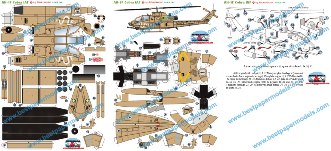 Bell AH-1 Tzefa IAF Attack helicopter - Papercraft airplane – Lobster's ...