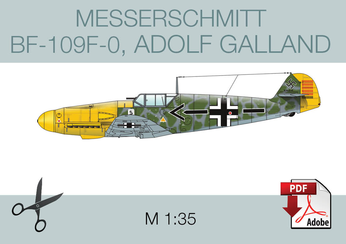 Messerschmitt Bf-109F-0, Adolf Galland - Papercraft airplane – Lobster ...